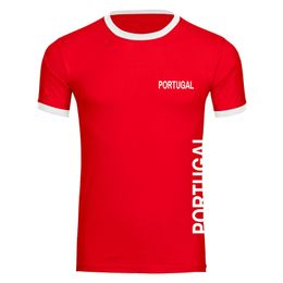 multifanshop Kontrast T-Shirt - Portugal - Brust & Seite - Druck wei&szlig; - M&auml;nner