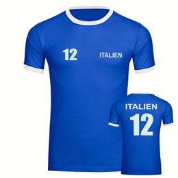 multifanshop Kontrast T-Shirt - Italien - Trikot Nummer 12 - Druck weiß - Männer