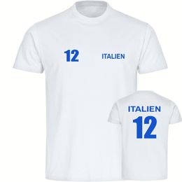 multifanshop Herren T-Shirt - Italien - Trikot Nummer 12 - Druck blau - Männer