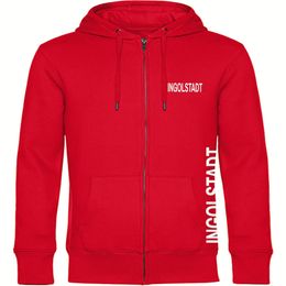 multifanshop Kapuzen Sweatshirt Jacke - Ingolstadt - Brust & Seite - Druck weiß - Sweat
