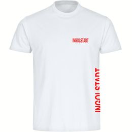 multifanshop Herren T-Shirt - Ingolstadt - Brust & Seite - Druck rot - Männer