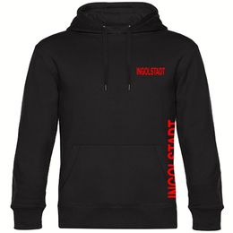 multifanshop Kapuzen Sweatshirt - Ingolstadt - Brust & Seite - Druck rot - Hoodie