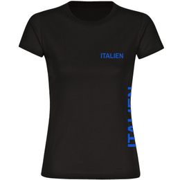 multifanshop Damen T-Shirt - Italien - Brust & Seite - Druck blau - Frauen