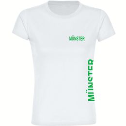 multifanshop Damen T-Shirt - Münster - Brust & Seite - Druck grün - Frauen