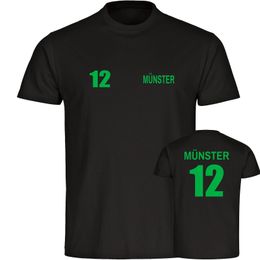 multifanshop Herren T-Shirt - Münster - Trikot Nummer 12 - Druck grün - Männer