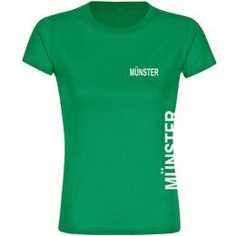 multifanshop Damen T-Shirt - M&uuml;nster - Brust & Seite - Druck wei&szlig; - Frauen