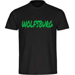 multifanshop Kinder T-Shirt - Wolfsburg - Textmarker - Druck grün - Kind