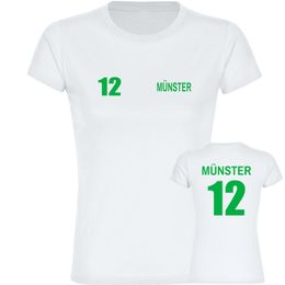 multifanshop Damen T-Shirt - M&uuml;nster - Trikot Nummer 12 - Druck gr&uuml;n - Frauen