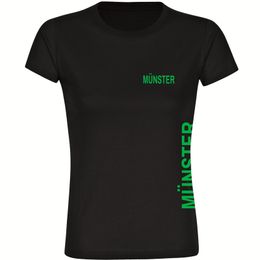 multifanshop Damen T-Shirt - Münster - Brust & Seite - Druck grün - Frauen