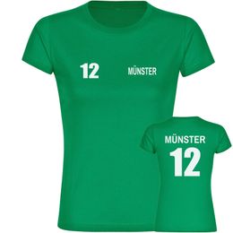 multifanshop Damen T-Shirt - Münster - Trikot Nummer 12 - Druck weiß - Frauen
