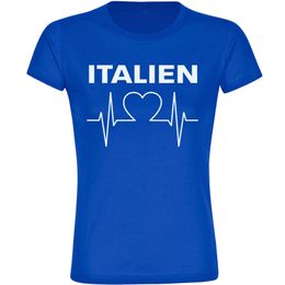 multifanshop Damen T-Shirt - Italien - Herzschlag - Druck wei&szlig; - Frauen