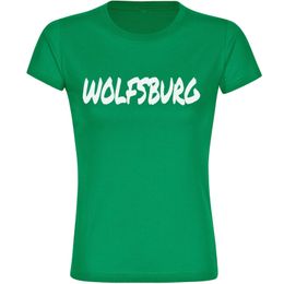 multifanshop Damen T-Shirt - Wolfsburg - Textmarker - Druck wei&szlig; - Frauen