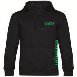 multifanshop Kapuzen Sweatshirt - Münster - Brust & Seite - Druck grün - Hoodie