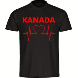 multifanshop Herren T-Shirt - Kanada - Herzschlag - Druck rot - M&auml;nner