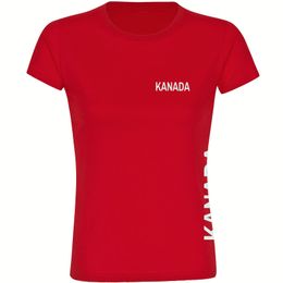 multifanshop Damen T-Shirt - Kanada - Brust & Seite - Druck wei&szlig; - Frauen