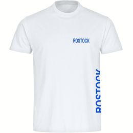 multifanshop Herren T-Shirt - Rostock - Brust & Seite - Druck blau - M&auml;nner