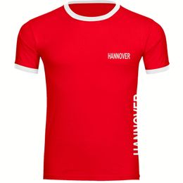multifanshop Kontrast T-Shirt - Hannover - Brust & Seite - Druck weiß - Männer