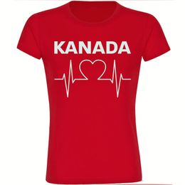 multifanshop Damen T-Shirt - Kanada - Herzschlag - Druck weiß - Frauen
