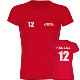 multifanshop Damen T-Shirt - Kanada - Trikot Nummer 12 - Druck weiß - Frauen