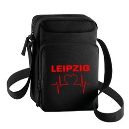 multifanshop Umhängetasche - Leipzig - Herzschlag - Druck rot - Tasche