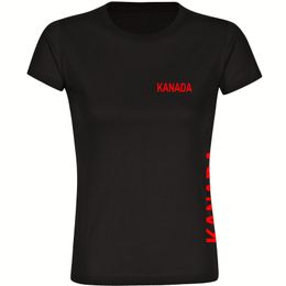 multifanshop Damen T-Shirt - Kanada - Brust & Seite - Druck rot - Frauen