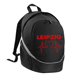 multifanshop Rucksack - Leipzig - Herzschlag - Druck rot - Tasche