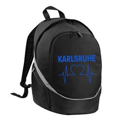 multifanshop Rucksack - Karlsruhe - Herzschlag - Druck blau - Tasche