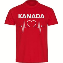 multifanshop Kinder T-Shirt - Kanada - Herzschlag - Druck wei&szlig; - Kind