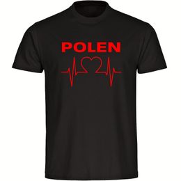 multifanshop Herren T-Shirt - Polen - Herzschlag - Druck rot - Männer