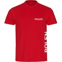 multifanshop Herren T-Shirt - Polen - Brust & Seite - Druck wei&szlig; - M&auml;nner
