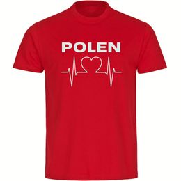 multifanshop Herren T-Shirt - Polen - Herzschlag - Druck wei&szlig; - M&auml;nner