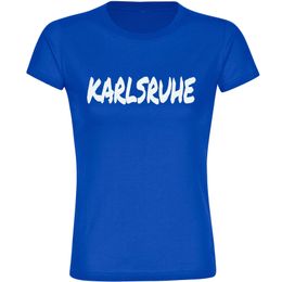 multifanshop Damen T-Shirt - Karlsruhe - Textmarker - Druck weiß - Frauen