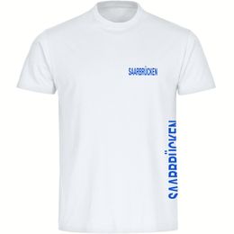 multifanshop Herren T-Shirt - Saarbrücken - Brust & Seite - Druck blau - Männer
