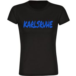 multifanshop Damen T-Shirt - Karlsruhe - Textmarker - Druck blau - Frauen