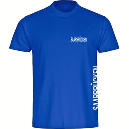 multifanshop Herren T-Shirt - Saarbrücken - Brust & Seite - Druck weiß - Männer