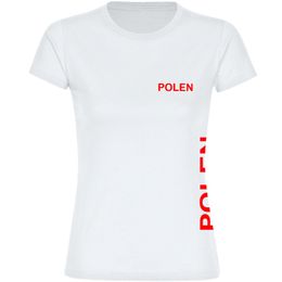multifanshop Damen T-Shirt - Polen - Brust & Seite - Druck rot - Frauen
