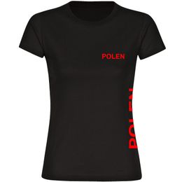 multifanshop Damen T-Shirt - Polen - Brust & Seite - Druck rot - Frauen
