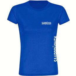 multifanshop Damen T-Shirt - Saarbrücken - Brust & Seite - Druck weiß - Frauen