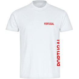 multifanshop Herren T-Shirt - Portugal - Brust & Seite - Druck rot - Männer