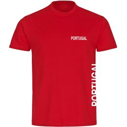 multifanshop Herren T-Shirt - Portugal - Brust & Seite - Druck weiß - Männer
