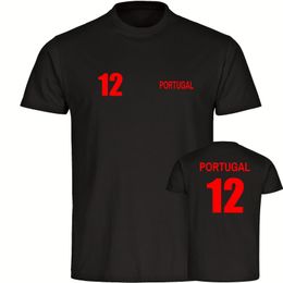 multifanshop Herren T-Shirt - Portugal - Trikot Nummer 12 - Druck rot - Männer