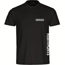 multifanshop Herren T-Shirt - Sandhausen - Brust & Seite - Druck weiß - Männer