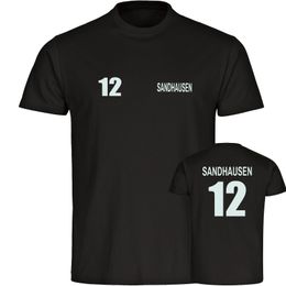 multifanshop Herren T-Shirt - Sandhausen - Trikot Nummer 12 - Druck wei&szlig; - M&auml;nner