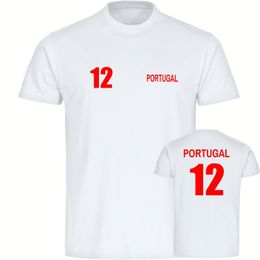 multifanshop Herren T-Shirt - Portugal - Trikot Nummer 12 - Druck rot - M&auml;nner