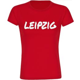 multifanshop Damen T-Shirt - Leipzig - Textmarker - Druck weiß - Frauen