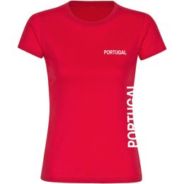 multifanshop Damen T-Shirt - Portugal - Brust & Seite - Druck weiß - Frauen