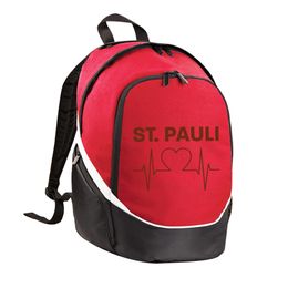 multifanshop Rucksack - St. Pauli - Herzschlag - Druck braun - Tasche
