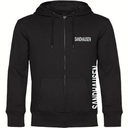 multifanshop Kapuzen Sweatshirt Jacke - Sandhausen - Brust & Seite - Druck weiß - Sweat