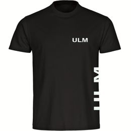 multifanshop Herren T-Shirt - Ulm - Brust & Seite - Druck wei&szlig; - M&auml;nner