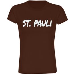 multifanshop Damen T-Shirt - St. Pauli - Textmarker - Druck weiß - Frauen